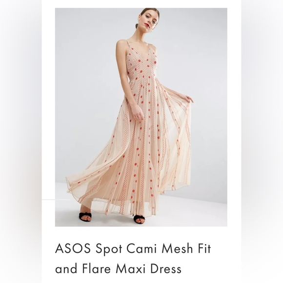 Asos Dresses Asos Cami Mesh Fit Flare Maxi Dress Poshmark